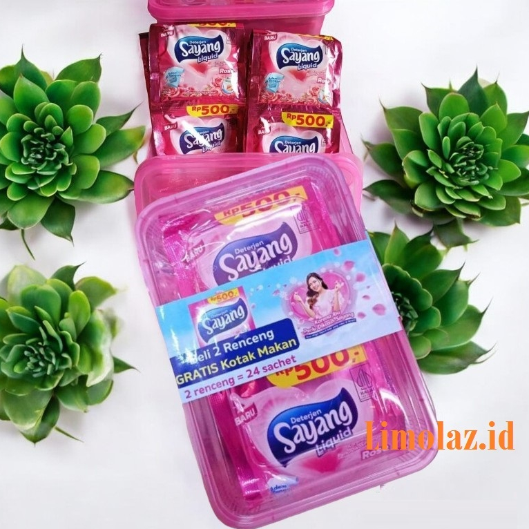 Jual 24 sachet Sabun Detergen cair Sayang Kemasan FREE KOTAK MAKAN ...