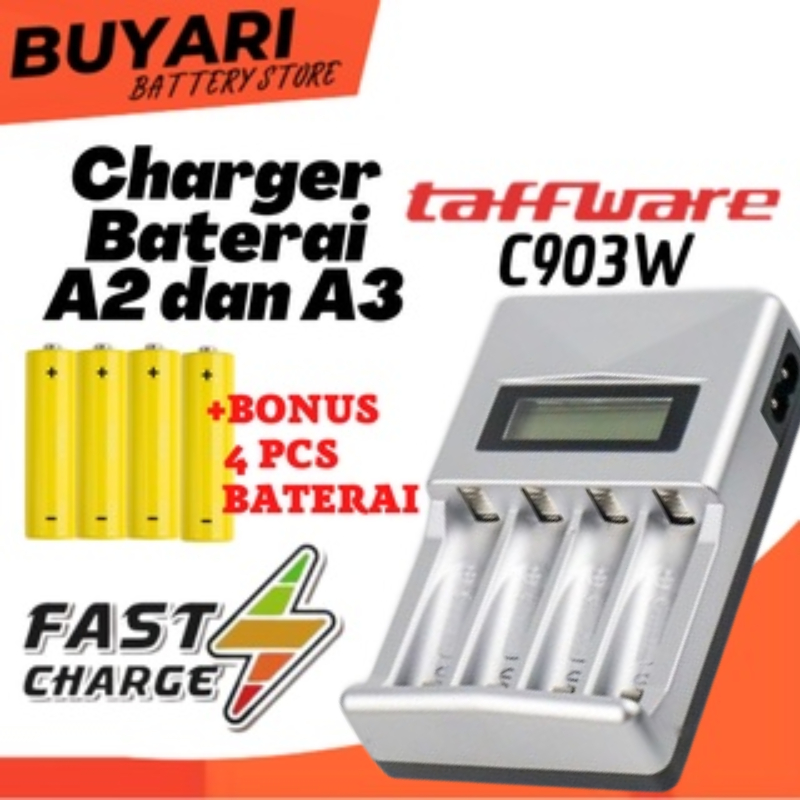 Jual [BISA COD] Charger Batre AA AAA Taffware C903W 4 Slot Charger AA ...