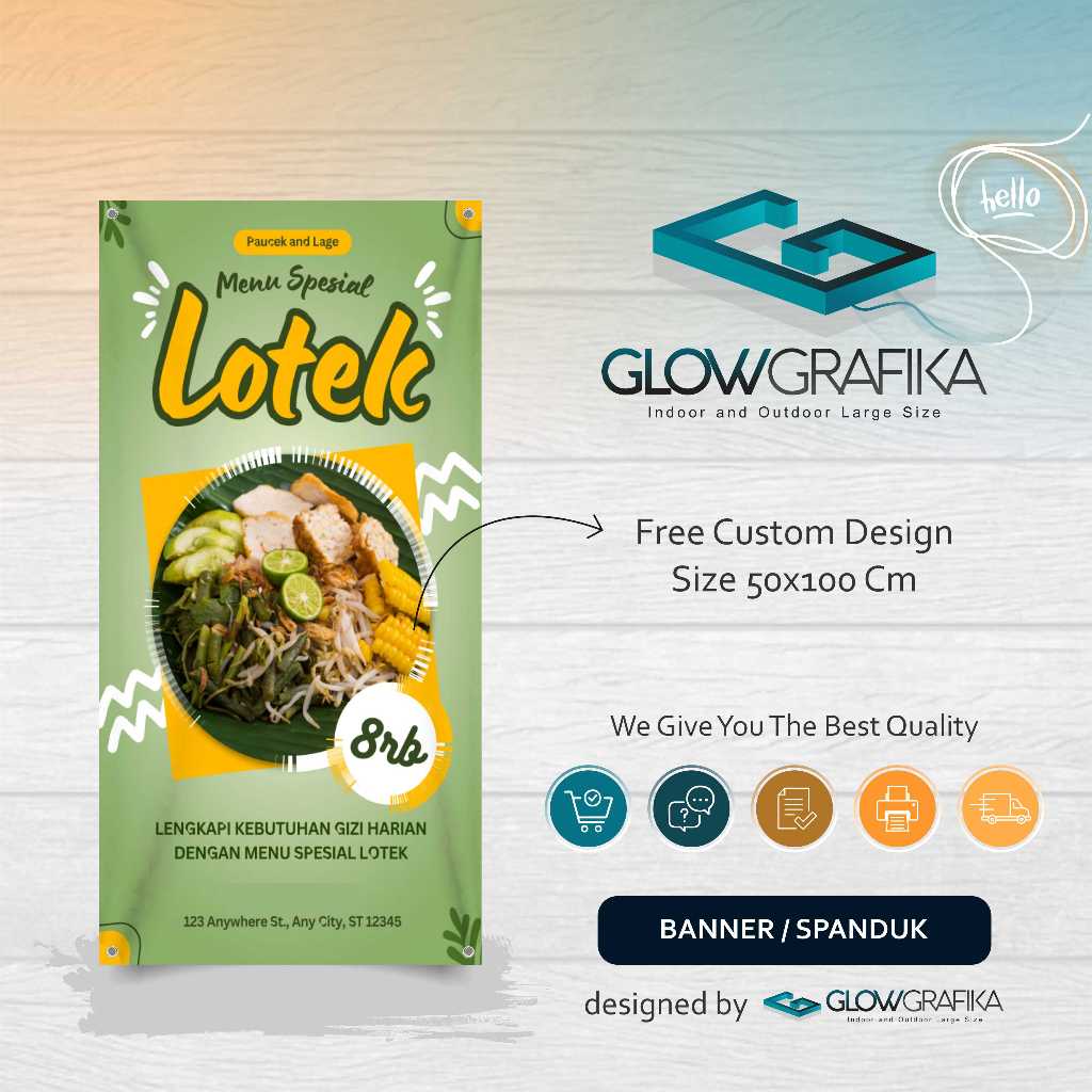 Jual Cetak Spanduk Banner Hijau & Kuning Minimalis Promosi Makanan ...