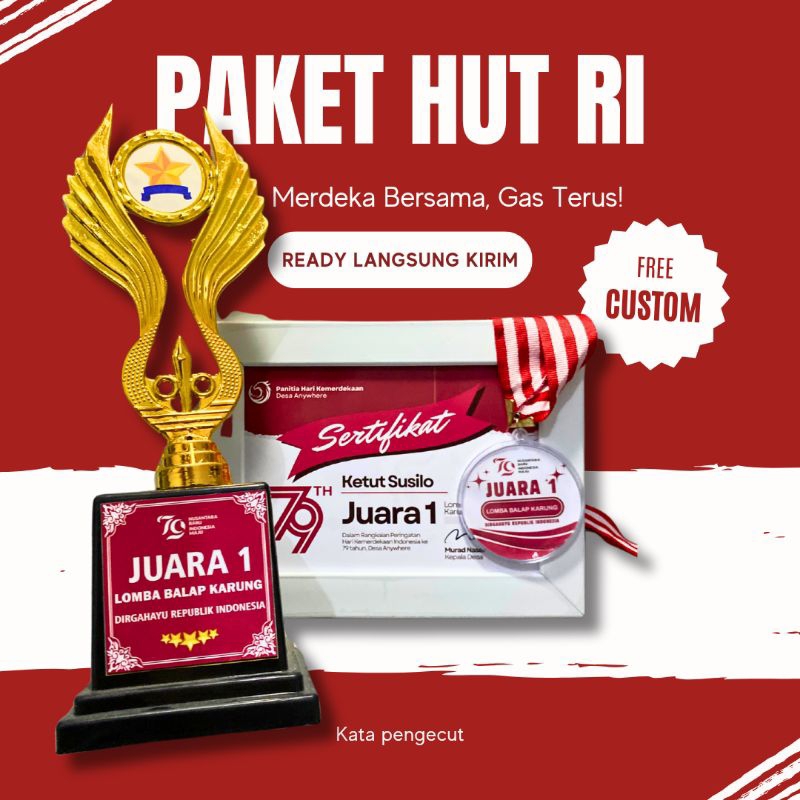 Jual PAKET AGUSTUS HUT RI Trophy dan Medali dan sertikat Custom Lomba ...