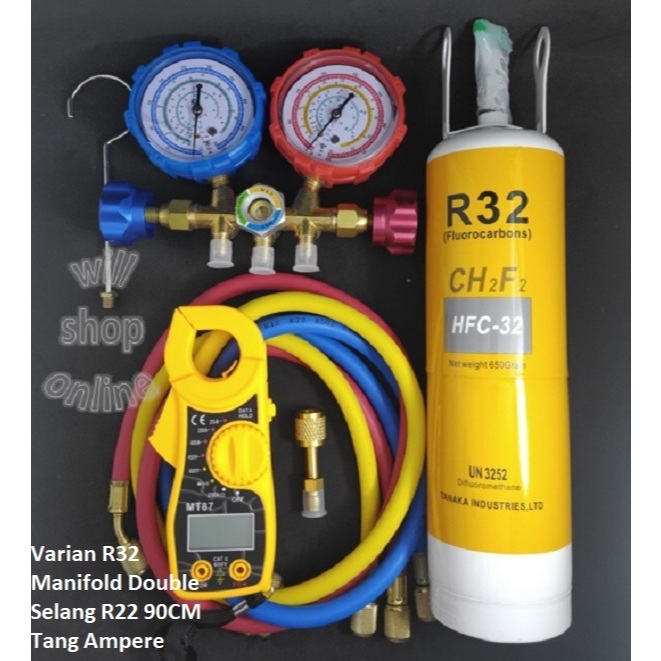 Jual PAKET ALAT PENGISIAN GAS PENDINGIN ISI PREON AC RUMAH R32 MANIFOLD ...