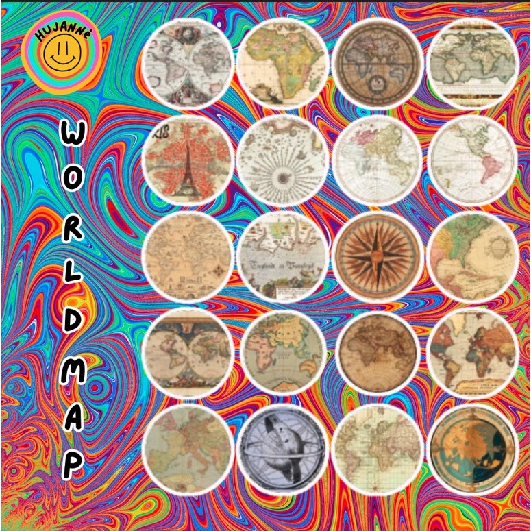 Jual World Map Stickers, Stiker Peta Dunia, Stiker Aestethic, Stiker ...