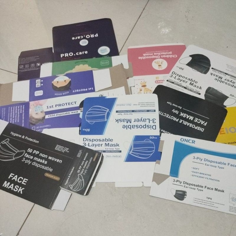 Jual Box / Dus Masker Kosong untuk Masker Duckbill, KN95, masker 3 ply ...