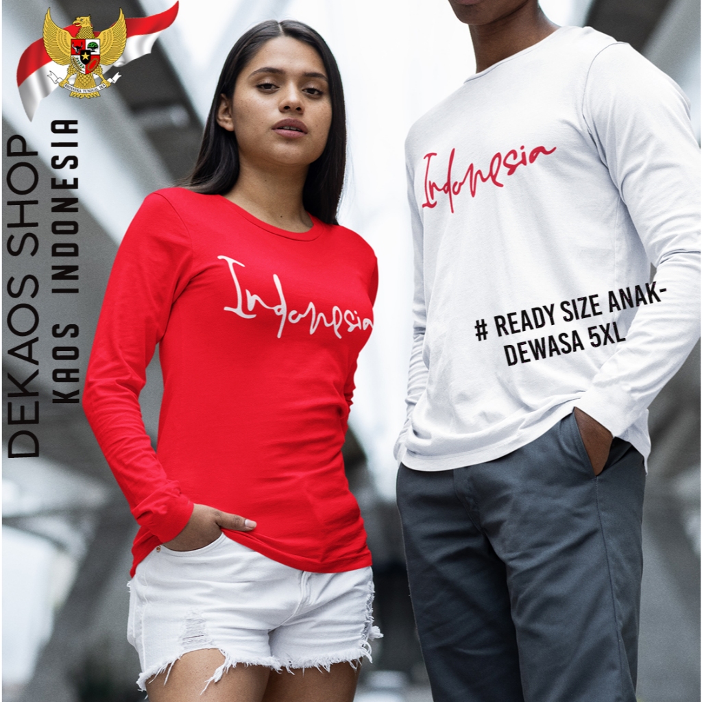 Jual KAOS MERAH PUTIH AGUSTUSAN LENGAN PANJANG KAOS 17 AGUSTUS PRIA WANITA ANAK LENGAN PANJANG ...