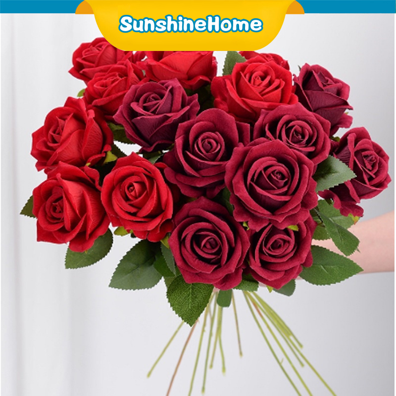 Jual Bunga Mawar Artificial 1 Tangkai Rose Premium Mekar Bunga Sintetis ...