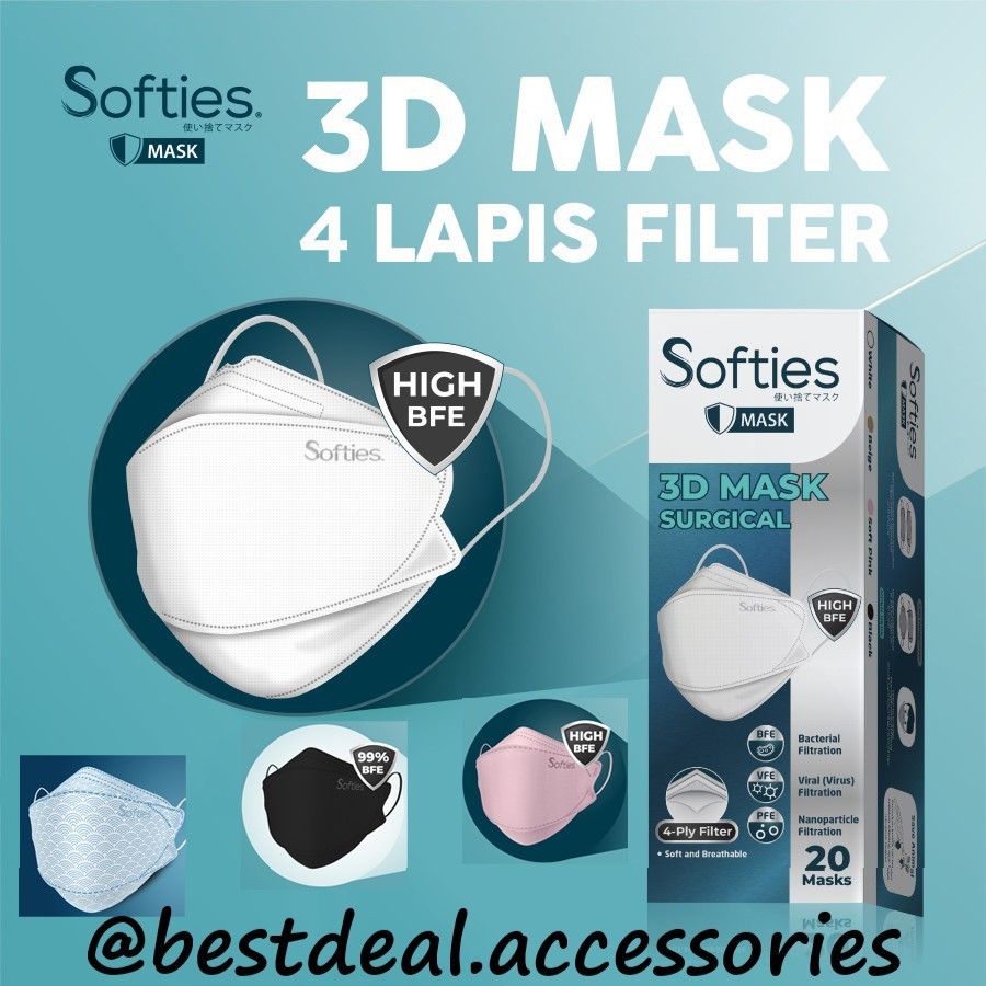 Jual Softies 3D Surgical Mask (Model KF94) 20 Pcs Masker Medis 4ply Filter | Shopee Indonesia