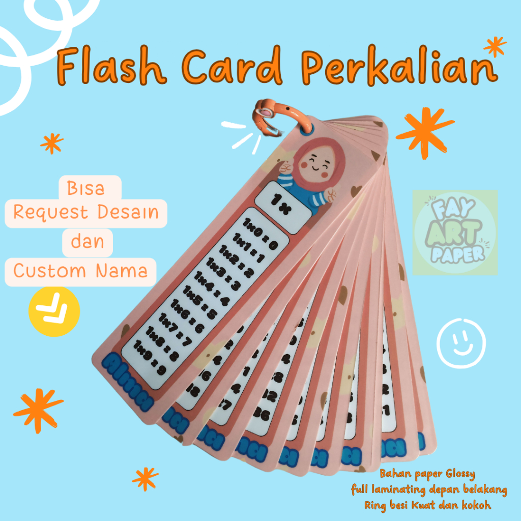 Jual Flash Card Perkalian Anak Kartu Tabel Matematika Perkalian 1 ...