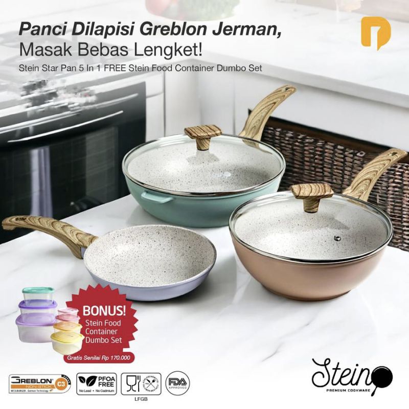 Jual Panci Stein Star Pan 5 In 1 FREE Stein Food Container Dumbo Set ...