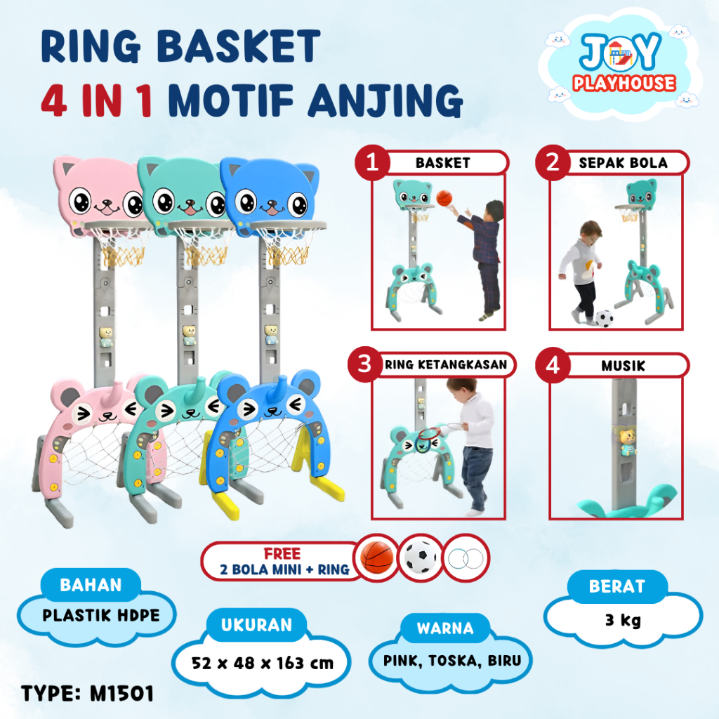 Jual Joy Playhouse X Molion Mainan Ring Basket Anak 4in1 Tiang Basket ...