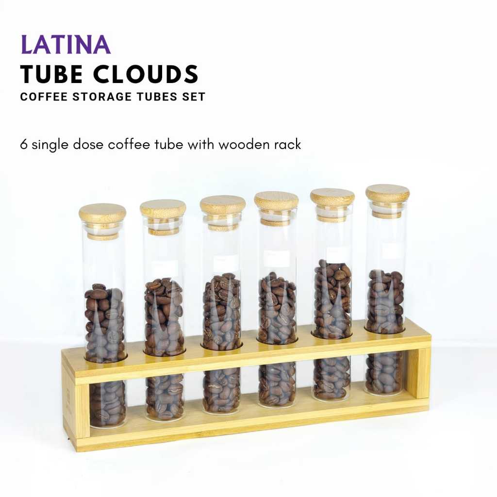 Jual Latina Tube Clouds 6 single dose glass coffee tube storage set ...