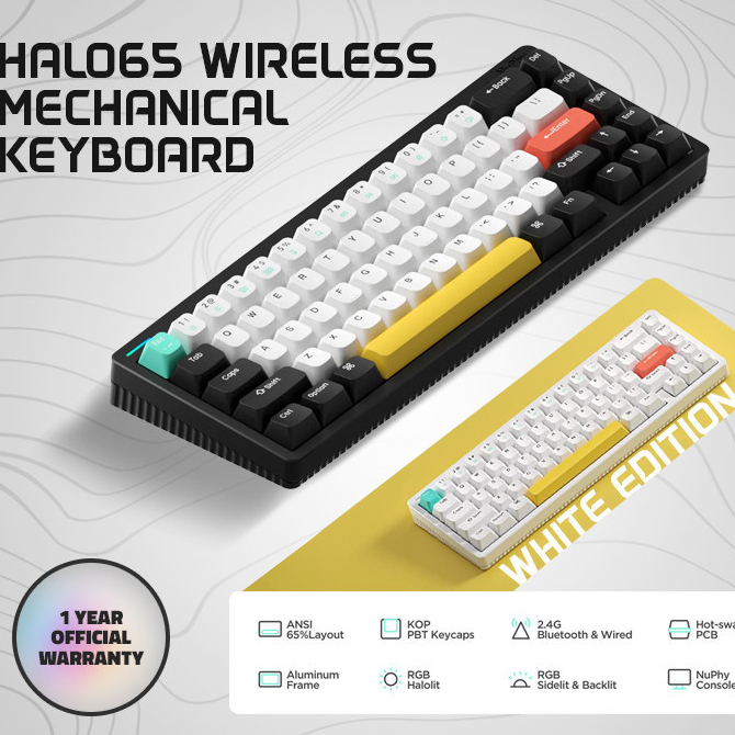 Jual Nuphy Halo65 / Halo 65 Wireless Mechanical Keyboard Black / White ...