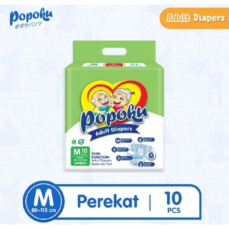 Jual Popoku Popok Dewasa Tipe Perekat (Popoku Adult Diaper) Size M Isi 10 Pcs | Shopee Indonesia