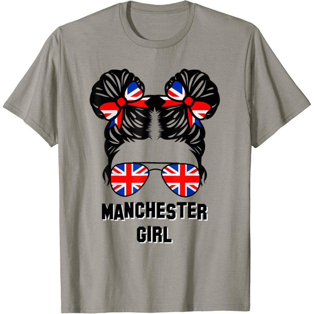 Jual Kaos Dewasa Manchester Girl Messy Bun, UK British United Kingdom ...