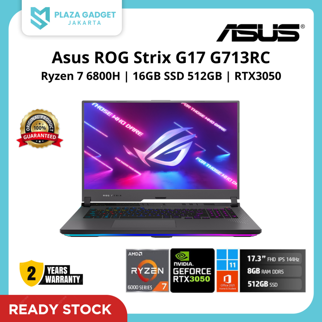 Jual Laptop Asus ROG Strix G17 G713RC Ryzen 7 6800H |16GB SSD 512GB ...