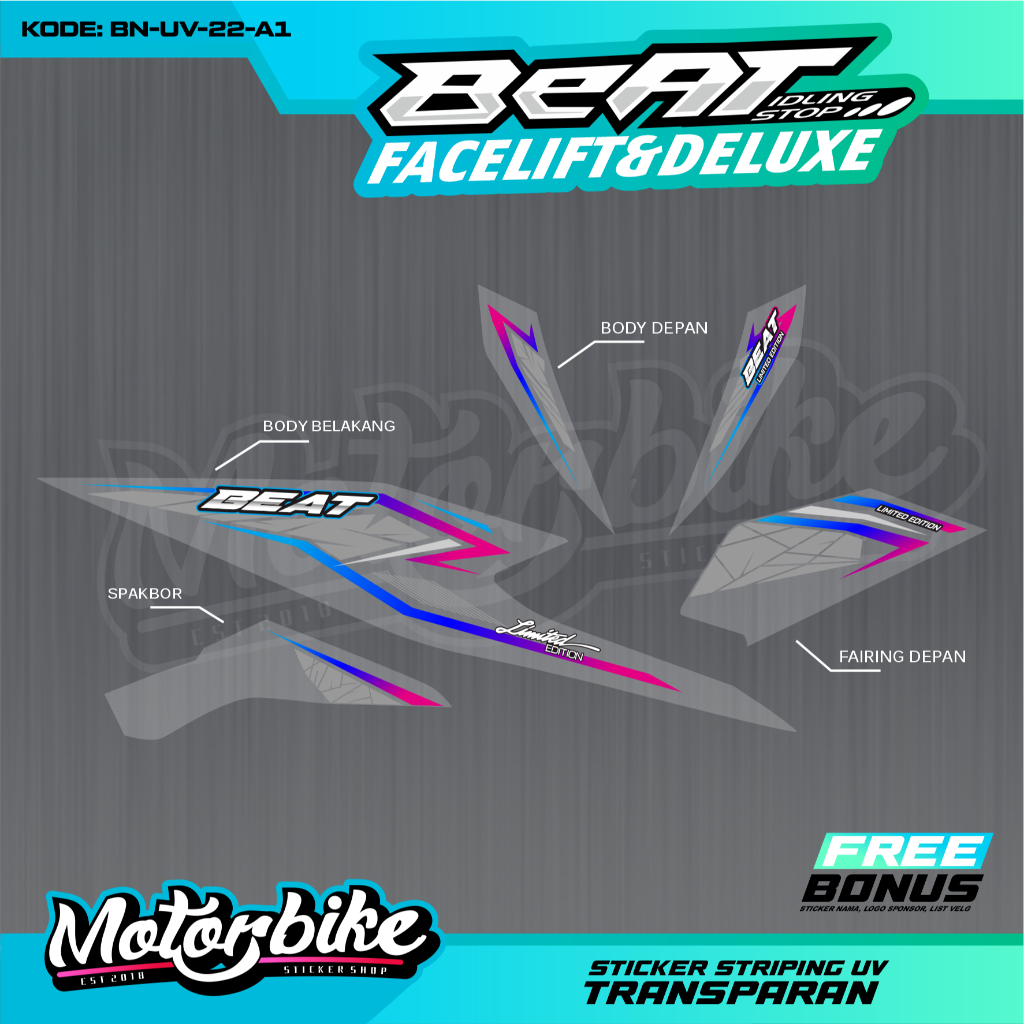 Jual Striping variasi beat deluxe tahun 2020 2021 2022 motif 110 simple ...