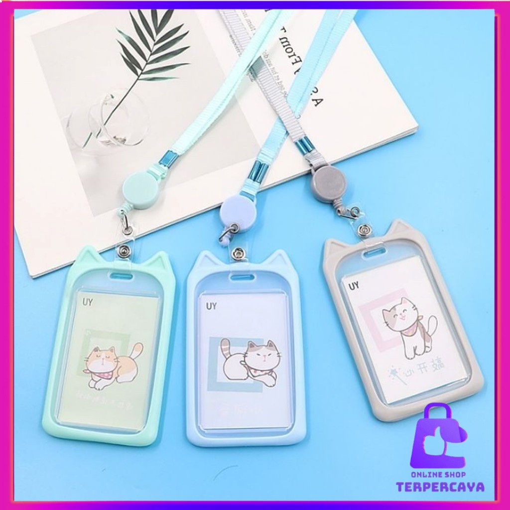 Jual OST Name Tag Lanyard Gantungan Kartu Motif Kucing Akses MRT Busway ...
