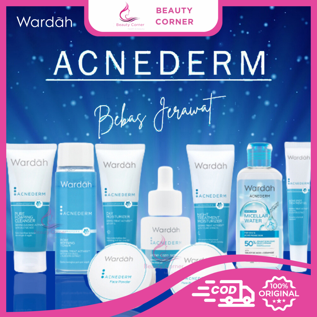 Jual Wardah Acnederm Series Cleanser Toner Day Night Cream Acne Pore ...