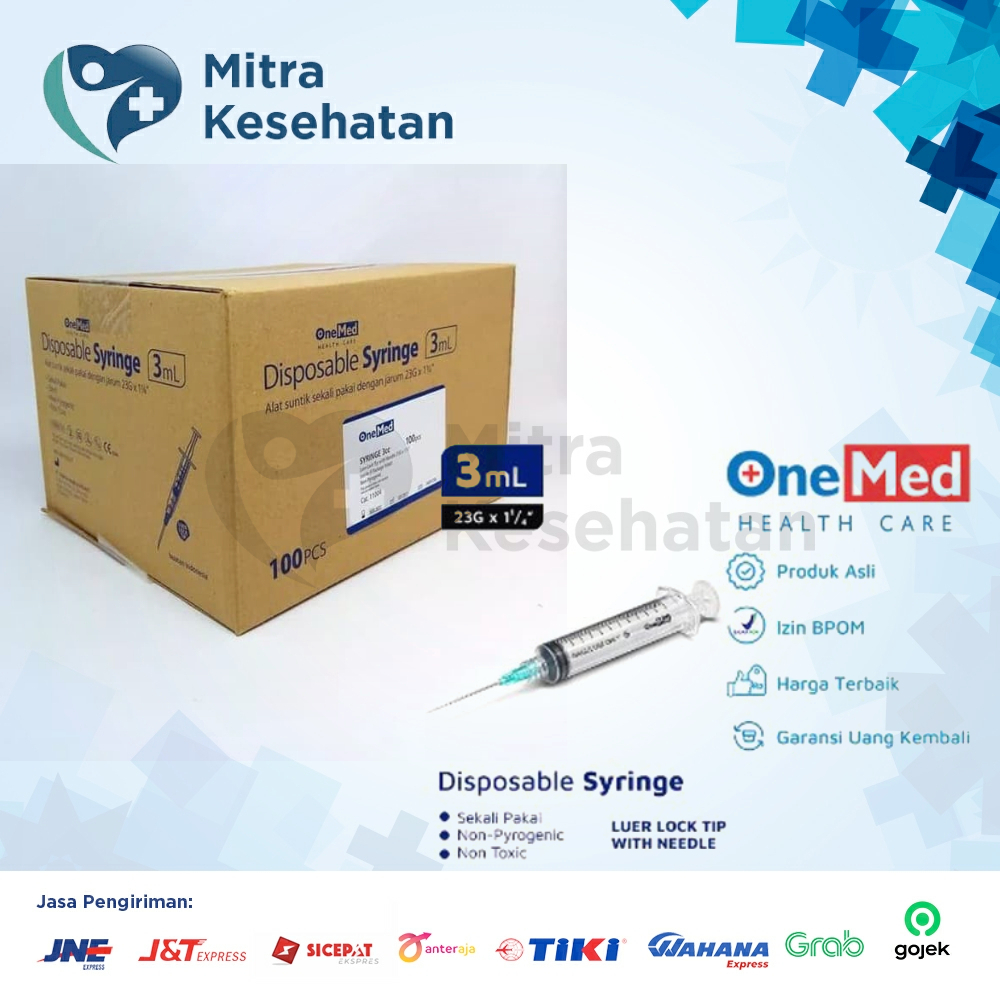 Jual Spuit 3cc 5cc 1cc Onemed 3cc JARUM SUNTIK 3cc PERBOX ISI 100PCS | Shopee Indonesia