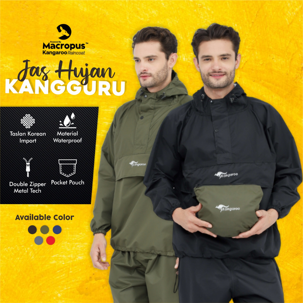 Jual KANGAROO RAINCOAT Anti Rembes Jas Hujan Tebal Saku Kangguru Pria ...