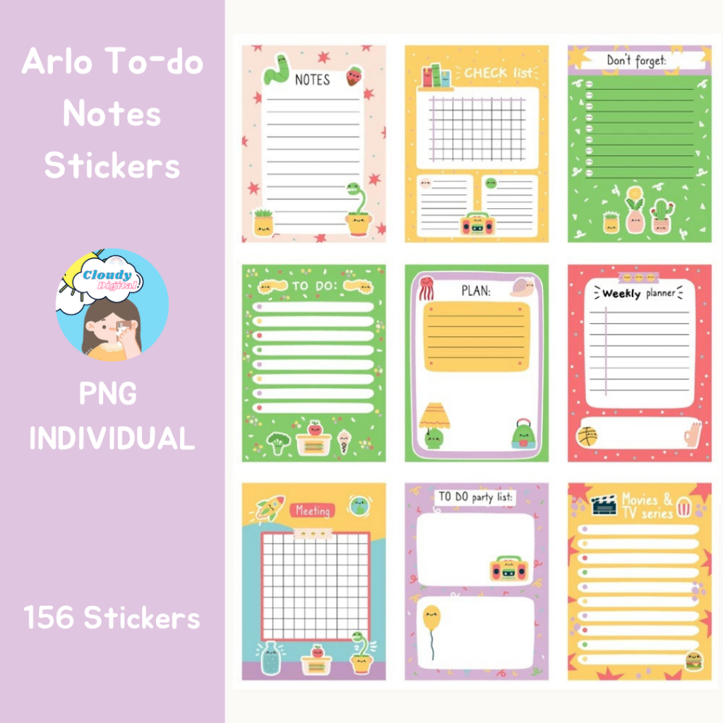 Jual Sticker Memopad to do list Colorful --- Arlo To-do Notes Stickers ...