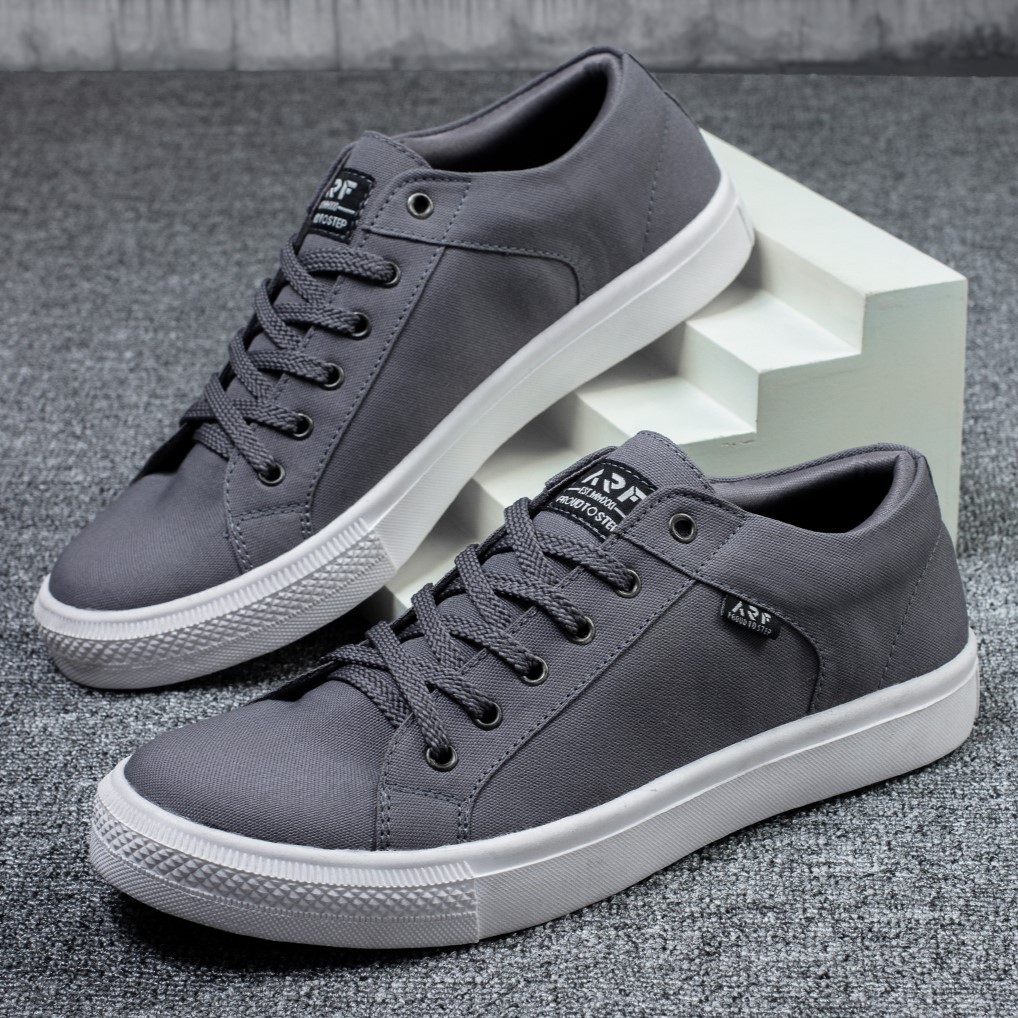 Jual VEGA GREY - Sepatu Sneakers Pria Hitam Canvas Casual Shoes ARF x ...