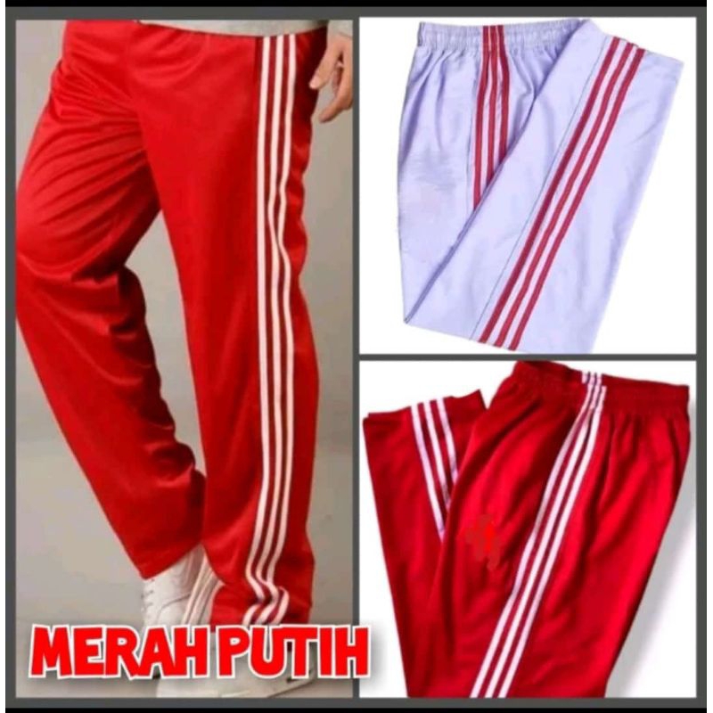 Jual Celana Training Panjang Merah Putih / Merah List Putih / Putih ...