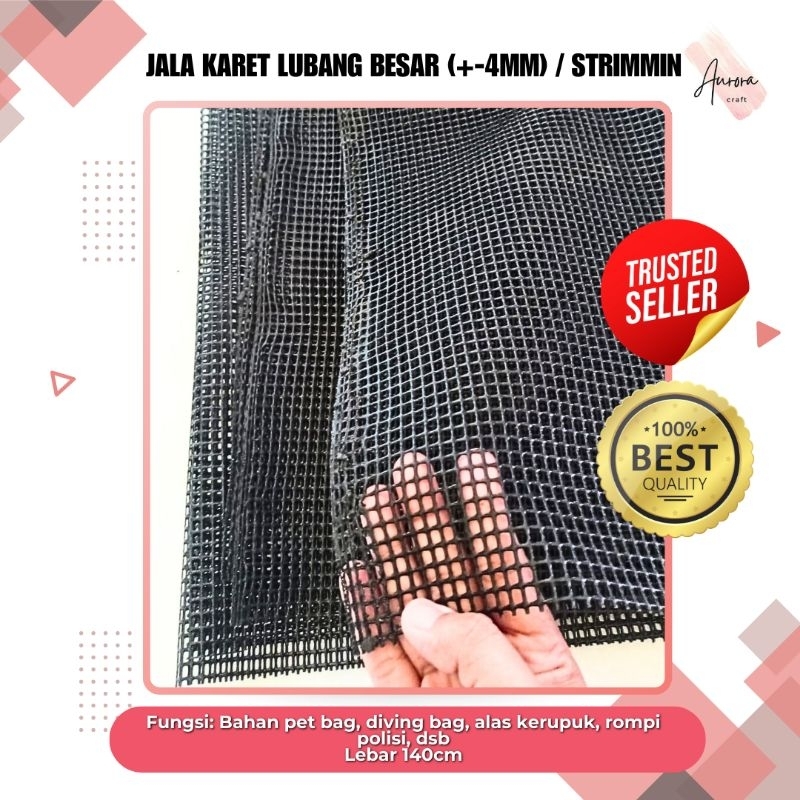 Jual Kain Jaring Jala Hitam Karet aksesoris tas /pet bag / alas kerupuk ...