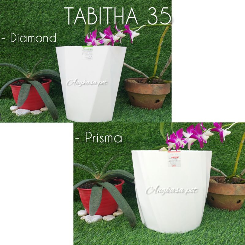 Jual (1pc) TABITHA 35 : pot Prisma 35 pot bunga twist flower cantik glosi tebal pot Diamond 35 ...