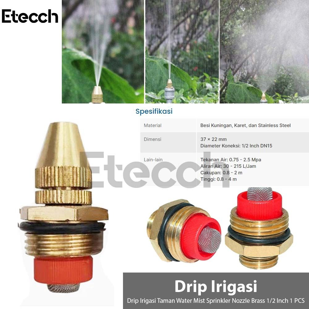 Jual Drip Irigasi Taman Water Mist Sprinkler Nozzle Brass 1/2 Inch 1 ...