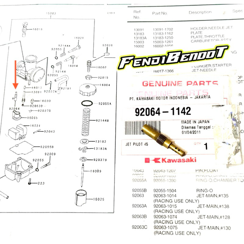 Jual PILOT JET #45 KARBURATOR KEIHIN PWL 26 NINJA R SS ORIGINAL 92064 ...