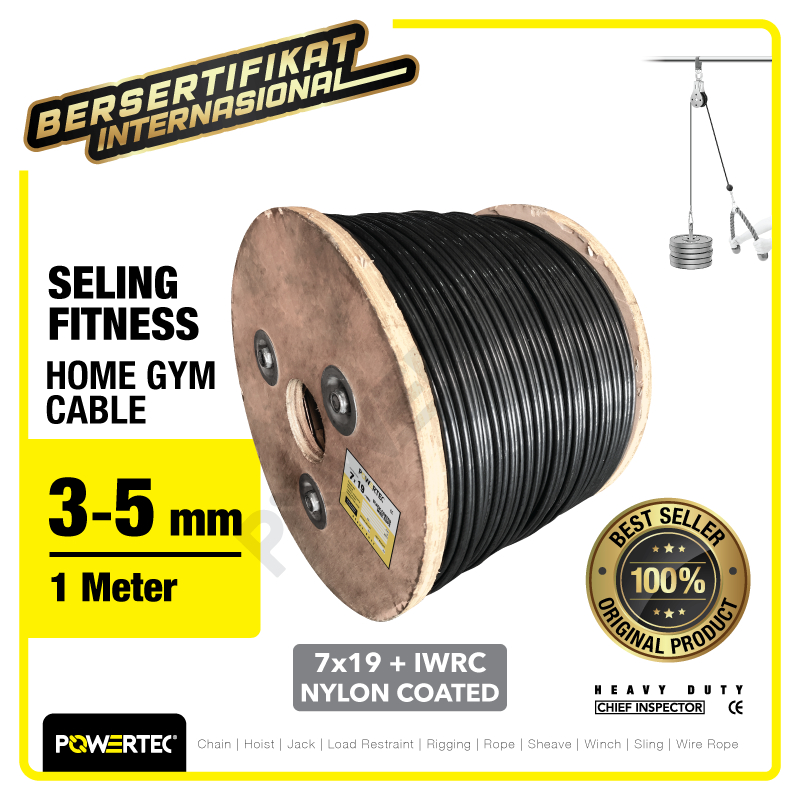 Jual POWERTEC Seling Fitness / Home Gym Cable 7x19 IWRC 3-5mm - 1 Meter ...