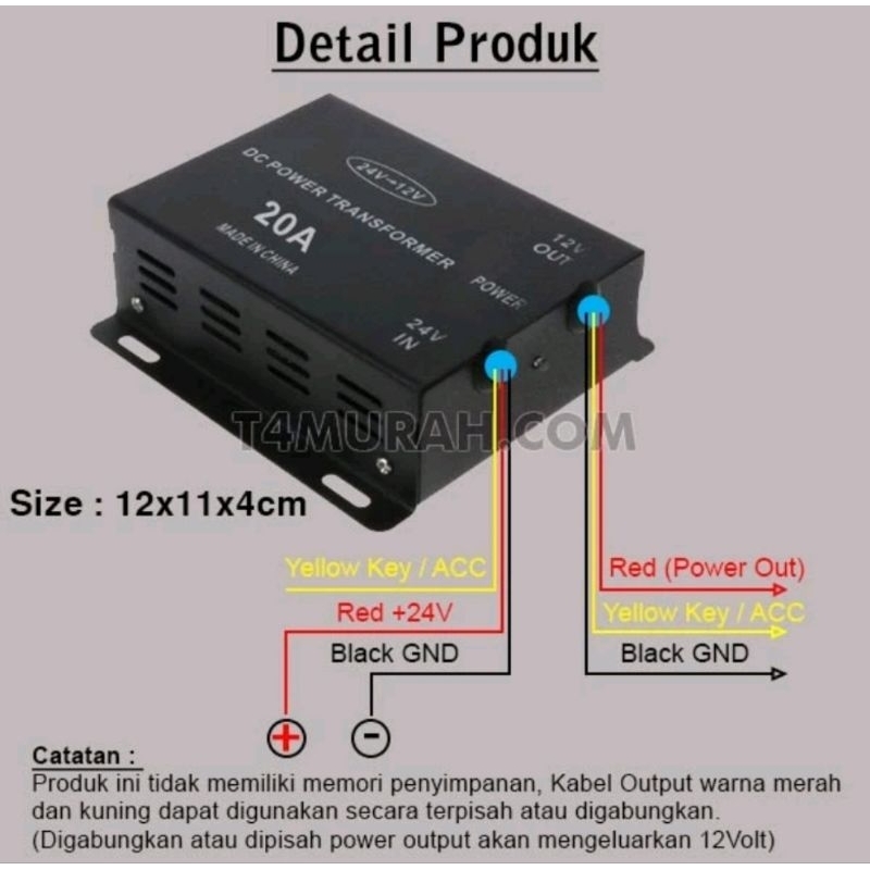Jual Step down konverter Voltage Reducer DC 24V to 12V ini berfungsi ...