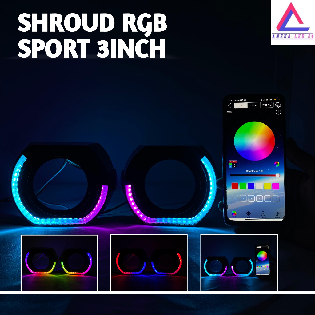 Jual Shroud Projector Biled BMW Sport RGB Bluetooth 210 Mode 3 Inch ...