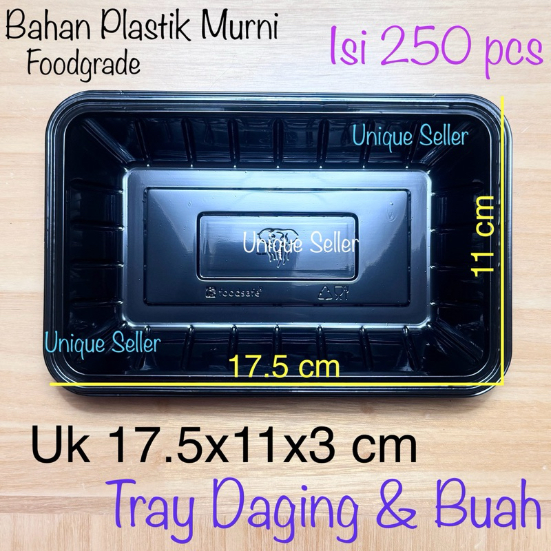 Jual [Isi250] Tray Buah & Daging Plastik Hitam TX 17.5x11x3 cm / Tray ...