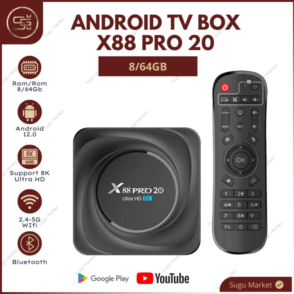 Jual ANDROID TV Box X88 PRO 20 RAM 8/64 GB | Android 11 Tv Box 8K Wifi ...