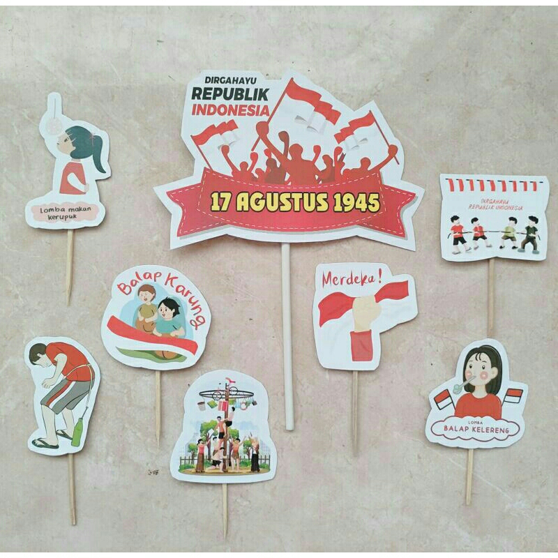 Jual hiasan nasi tumpeng cake topper hiasan kue tema edisi HUT RI ...