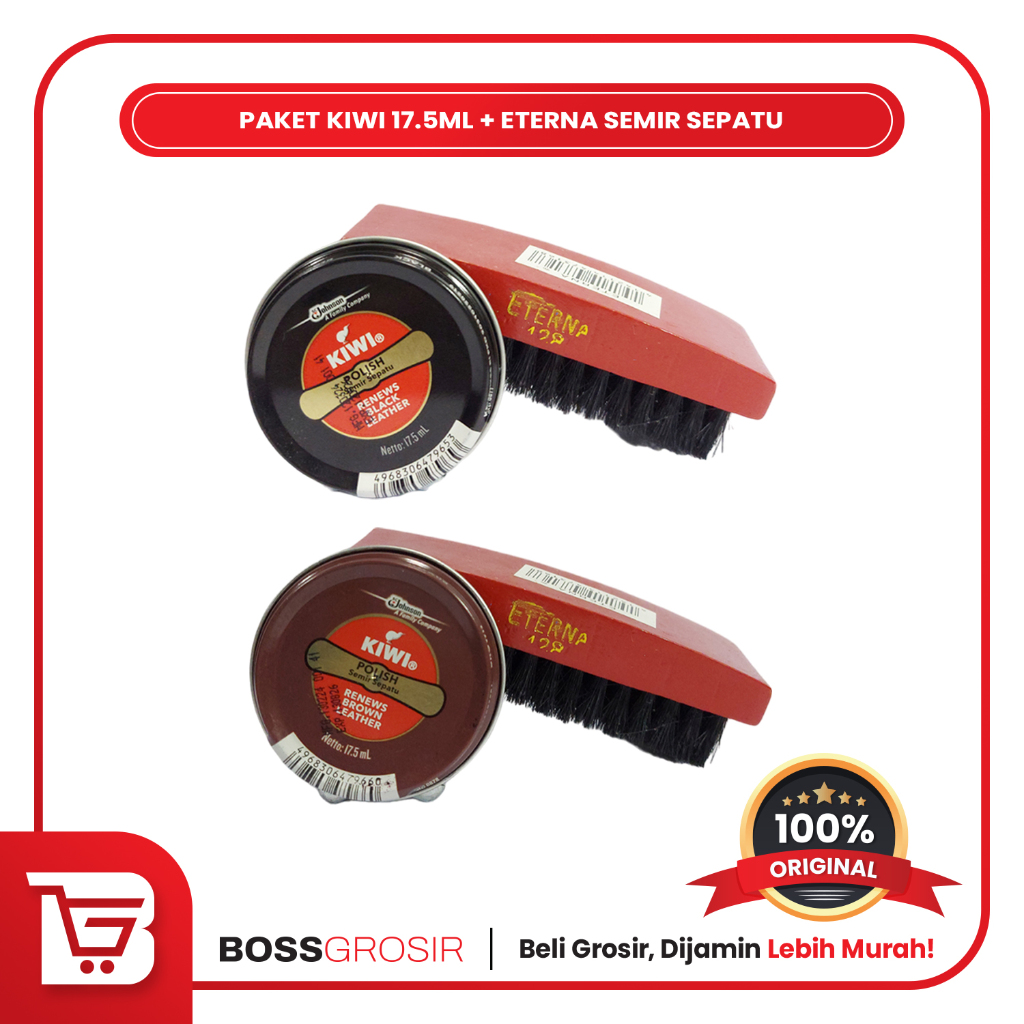 Jual ORIGINAL Paket Semir Sepatu Kiwi Shoe Polish 17.5ml + Eterna Sikat Semir | Shopee Indonesia