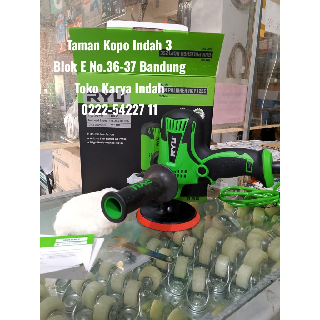 Jual Mesin Poles Mobil Motor 5" RYU Gun Polisher RGP125E Variable Speed 440Watt Polisher 5Inch ...