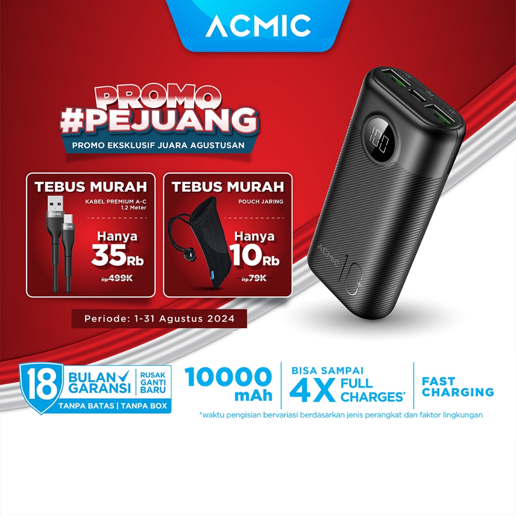 Jual ACMIC DIGIMAX 10000mAh Powerbank Mini 22.5W Fast Charging Type C ...