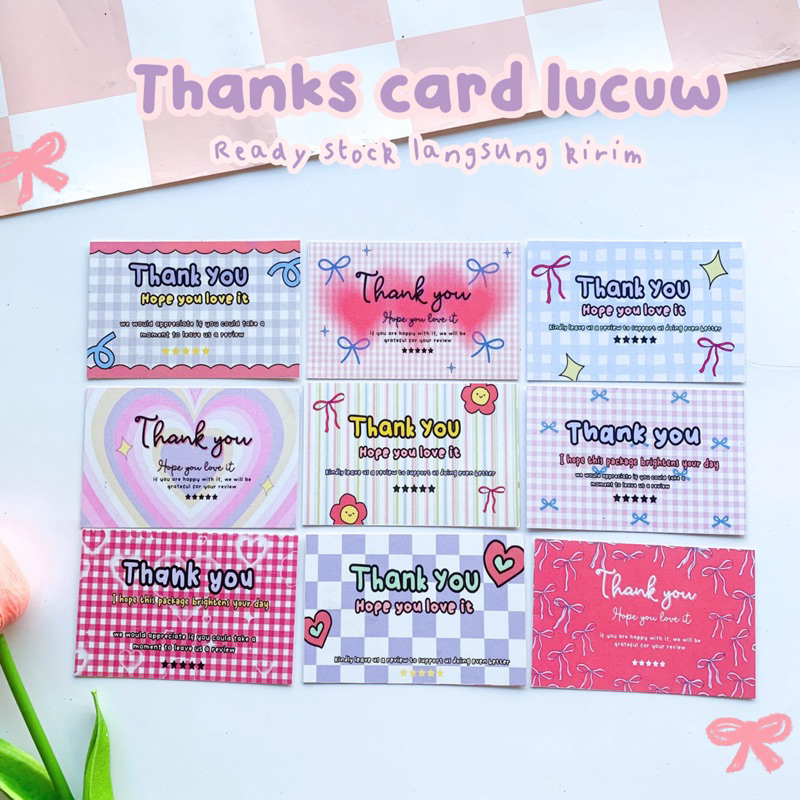 Jual THANK YOU CARD ISI 50 PCS // THANKS CARD KARTU TERIMAKASIH OLSHOP ...