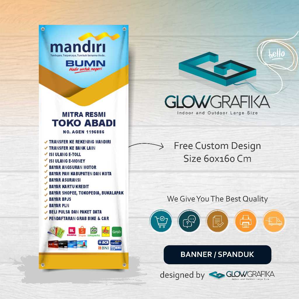 Jual Cetak Spanduk Banner Mandiri BUMN Putih Biru KUning | Shopee Indonesia