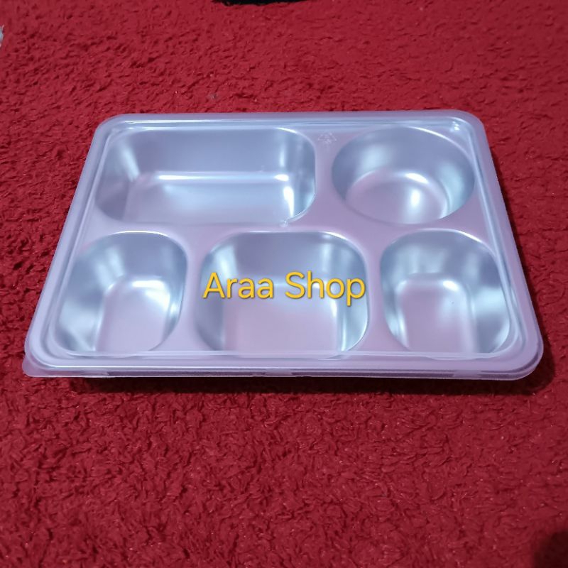 Jual Kotak Makan Ketring Stainless Steel Tutup Stenlis Plastik Sekat 5 ...