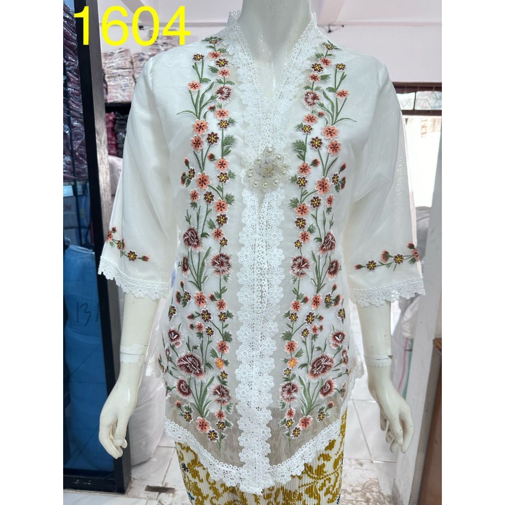 Jual 1604 kebaya rompi alexuez bordir organdi kombinasi brukat kecil ...