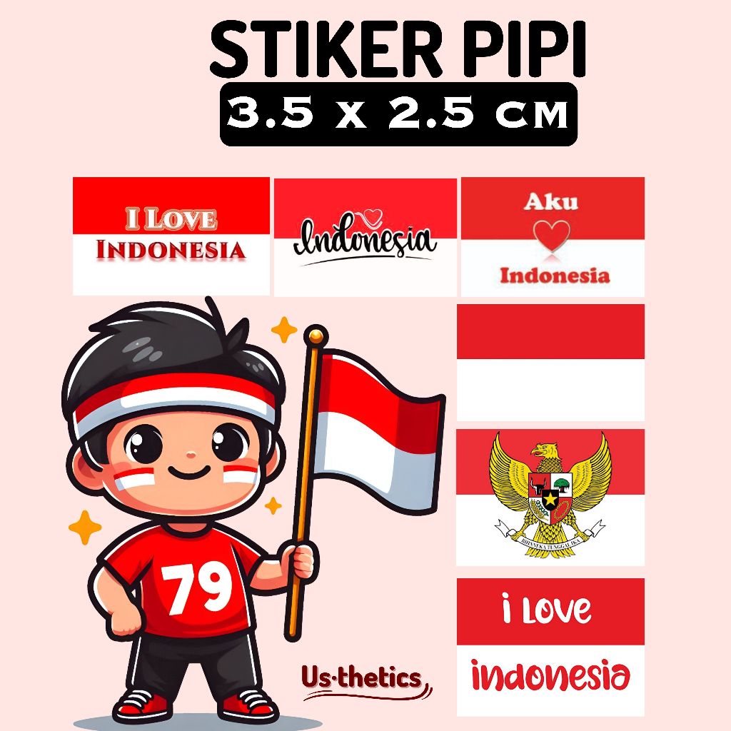 Jual (25 pcs) Sticker tempelan pipi bendera merah putih HUT Kemerdekaan ...
