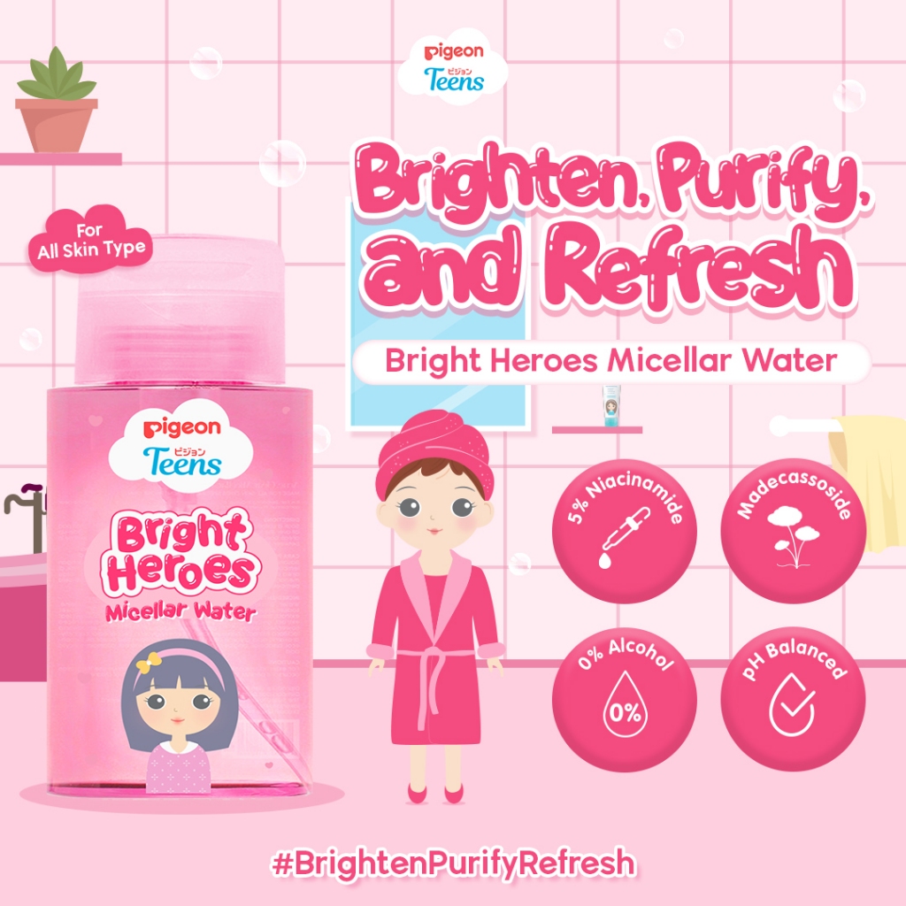 Jual PIGEON TEENS BRIGHT HEROES MICELLAR WATER 100 ML| Micellar Water ...
