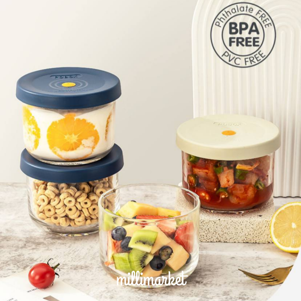 Jual [MILLI] POBOX GLASS CONTAINER / Lunch box tempat makan kaca kedap ...