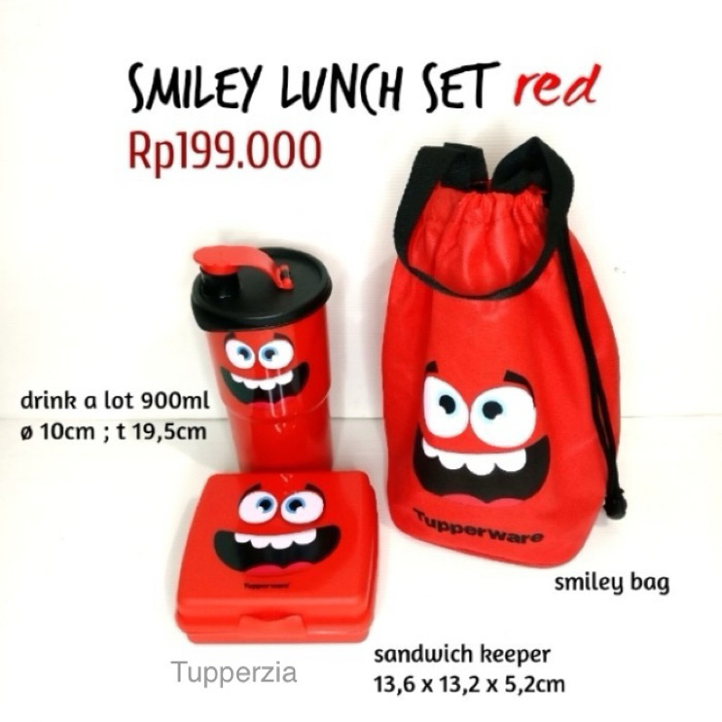 Jual Smile Lunch set Red Tupperware | Shopee Indonesia