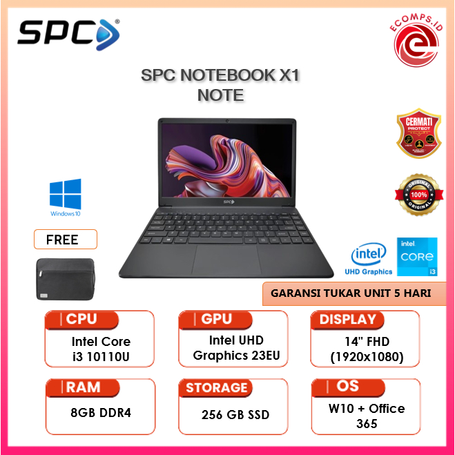 Jual SPC Notebook X1 Note i3 10110U Ram 8GB 256GB W10 14.0"Inch ...