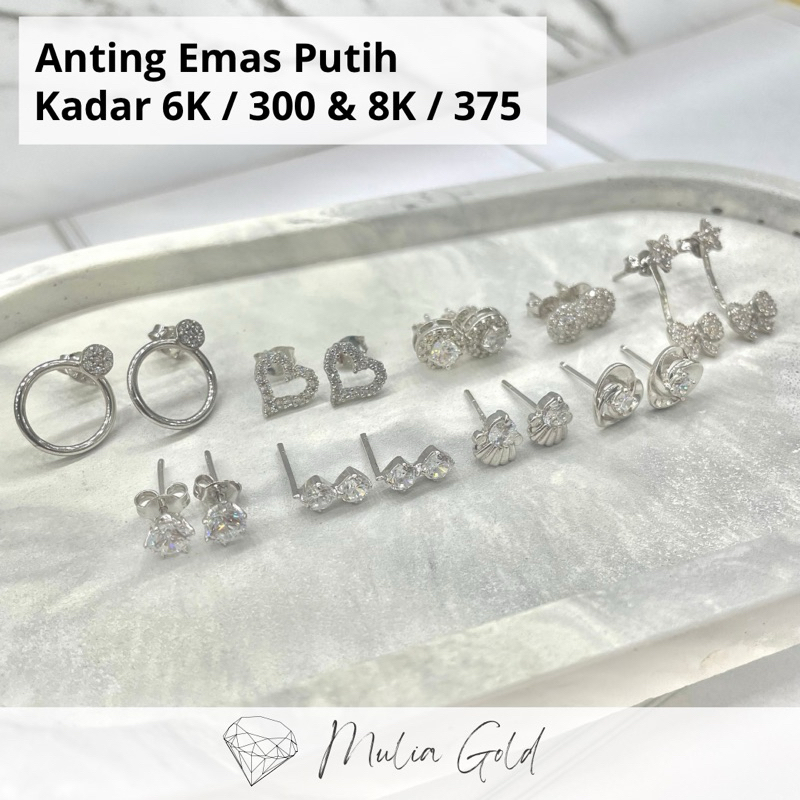Jual Anting Emas Putih Kadar 6K/300 & 8K/375 ASLI 100% Elegan dan murah ...
