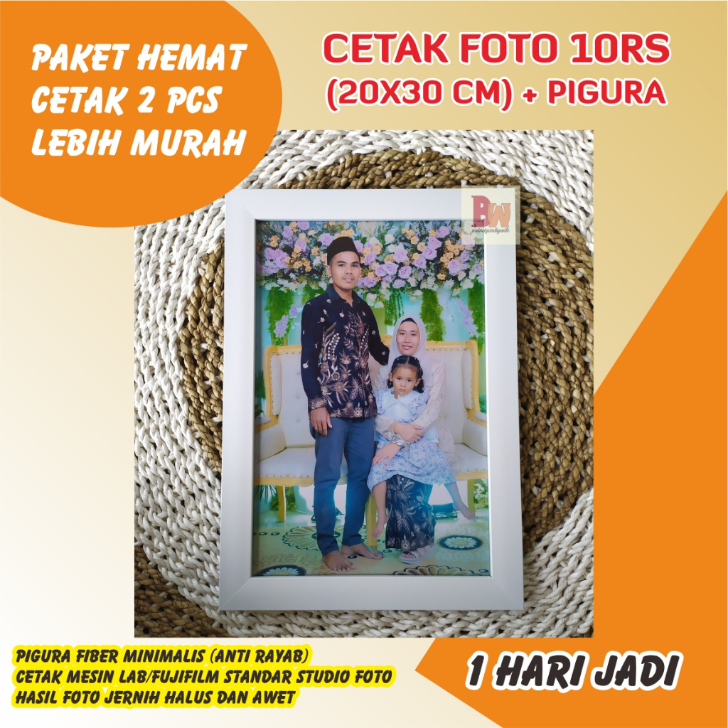 Jual CETAK FOTO BINGKAI FOTO MINIMALIS PAKET 2 PCS 10RS 20X30CM / MESIN ...